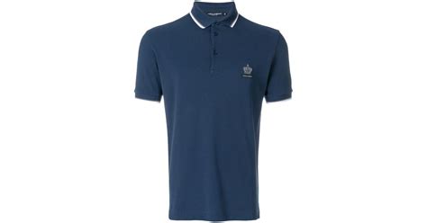 Dolce And Gabbana Crown Logo Polo Shirt In Blue For Men Lyst