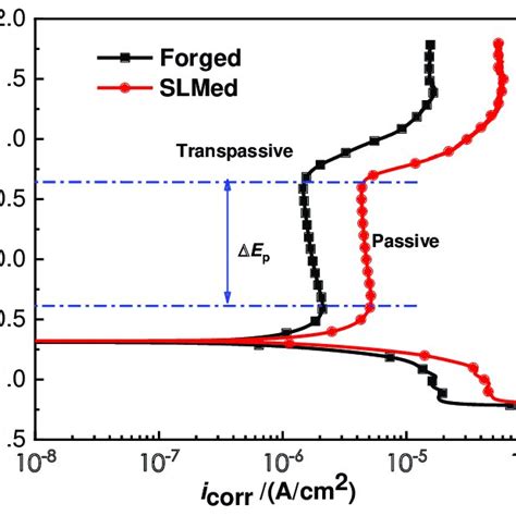 Polarization Curves Of The Two Tested Ti 6al 4v Alloys In 01 Moll