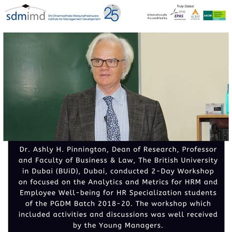 2 Day Workshop On Hr For Sdmites By Dr Ashly H Pinnington