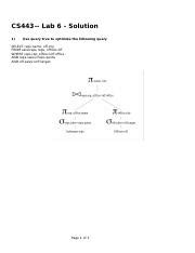 CS443 Lab06 Solution Docx CS443 Lab 6 Solution 1 Use Query Tree