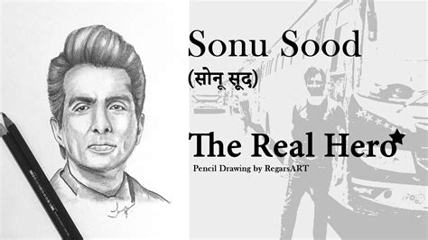 The Real Hero Sonu Sood सन सद pencil sketch How to draw Sonu