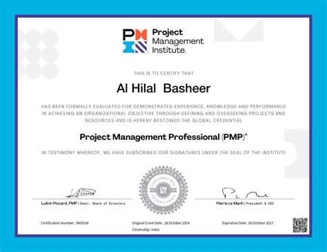 Al Hilal Basheer On Linkedin Pmp Projectmanagement Certification