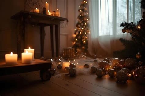 Premium Ai Image New Year Interior Decoration With Candles And