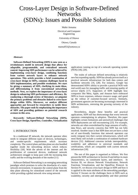 Pdf Cross Layer Design In Software Defined Networks Sdns Issues