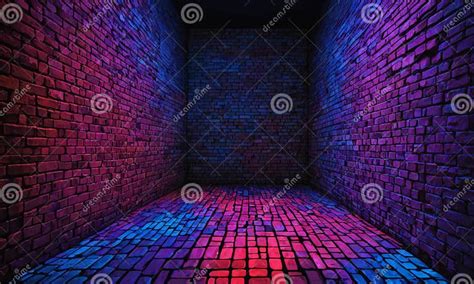 Dimly Lit Room With Brick Wall And Floor Colorful Tiles Creating Sense