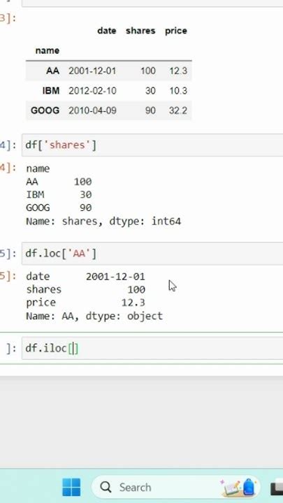 how to access data from pandas dataframe shorts panda pandas datascience youtube
