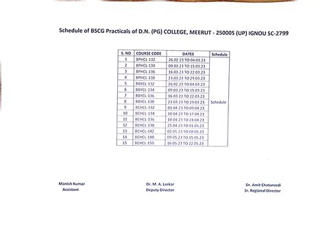 IGNOU RC Delhi Student Corner Counselling Schedule