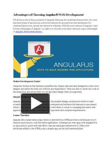 PPT Advantages Of Choosing AngularJS Web Development PowerPoint Presentation Free To