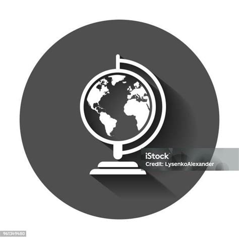 全球地圖向量圖示圓形地球平面向量圖行星商業概念表意字元與長的陰影向量圖形及更多世界地圖圖片 世界地圖 互聯網 全球性 Istock