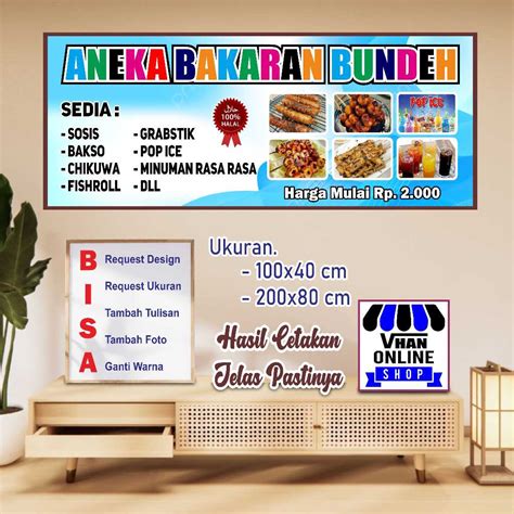 Jual Custom Spanduk Banner Mmt Aneka Bakaran Sosis Dan Seafood Warna