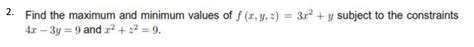 Solved Find The Maximum And Minimum Values Of Chegg