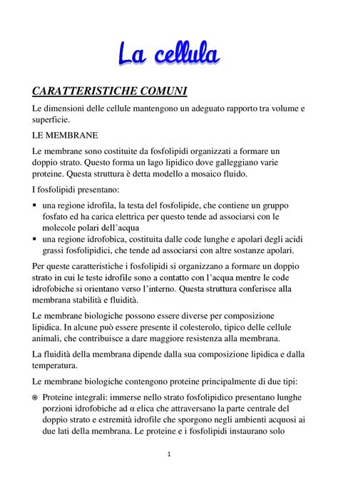 Appunti Sulla Cellula Appunti Di Biologia Docsity