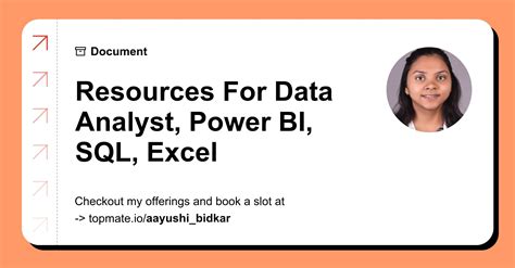 Resources For Data Analyst Power Bi Sql Excel With Aayushi Bidkar