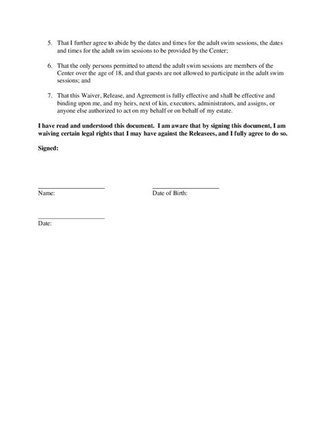 Pool Liability Waiver Form Fill Online Printable Fillable Blank
