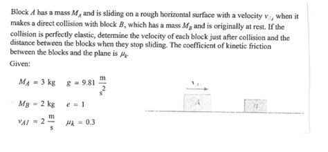 Solved Block A Has A Mass M And Is Sliding On A Rough