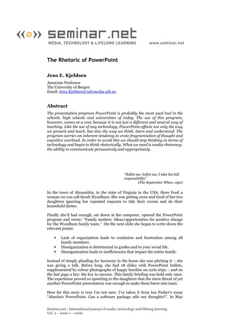 Pdf The Rhetoric Of Powerpoint