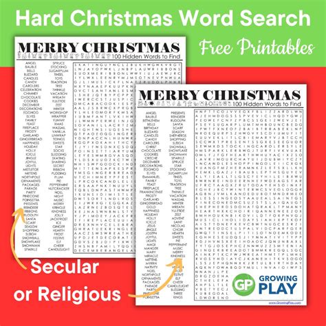 Free Printable Difficult Hard Christmas Word Search Rossy Printable