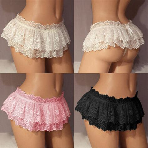 Women Lace Mini Skirt Micro High Waist Short Lingerie Underwear Panties
