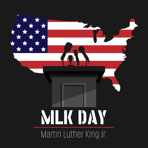 Premium Vector Martin Luther King Jr Day Poster With Usa Flag And Podium