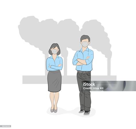 人們戴口罩是因為灰塵很細手繪風格向量塗鴉設計插圖空氣污染向量插圖向量圖形及更多health圖片 Health 不健康的生活方式 不衛生