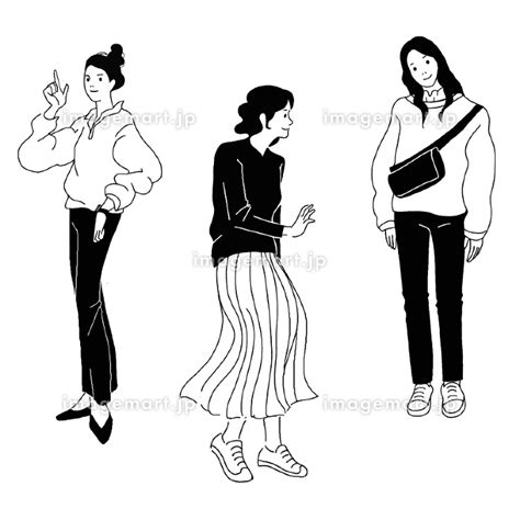 おしゃれな女性のベクター線画 200437513 イメージマート
