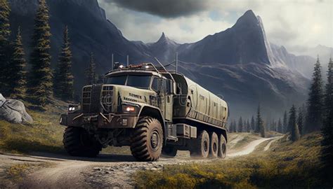Army Lorry Truck Car On Mountain Highway Stock Illustration