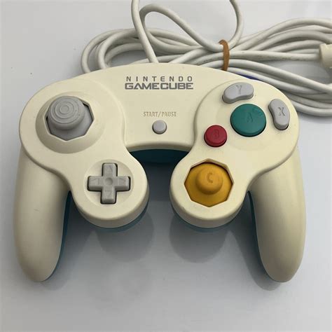 Genuine Official Nintendo Gamecube Controller White And Turquoise Rare