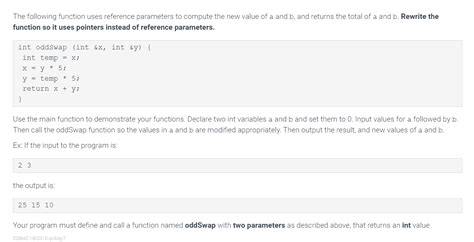 Solved The following function uses reference parameters to | Chegg.com