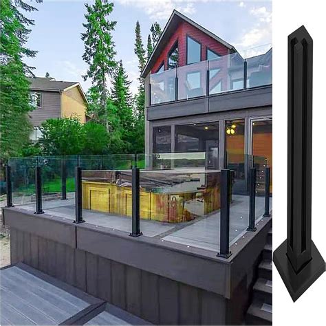 Glas Geländerpfosten Glashalter Edelstahl Schwarz Glas Geländerpfosten