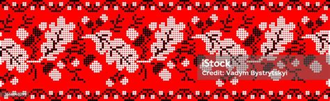 떡갈나무 잎과 도토리 정체성 Vyshyvanka 인쇄 의류 웹사이트 배너를 위한 자수가 있는 민족 꽃 스타일의 우크라이나 장식의 벡터 그림 배경 꽃무늬 테두리 공예 제품에