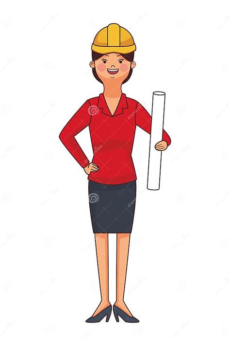 Mujer Del Arquitecto Del Constructor De La Construcción Ilustración Del