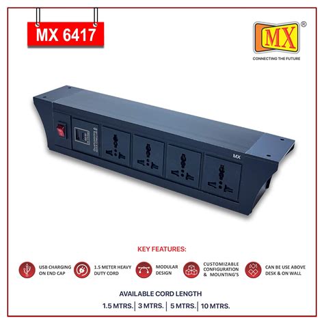 mx pdu under table 6 13 amps 4 universal socket 2 usb 2 4 amp with