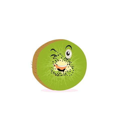 Premium Vector Kiwi Fruit Cartoon Character With Greenish Brown Fuzzy