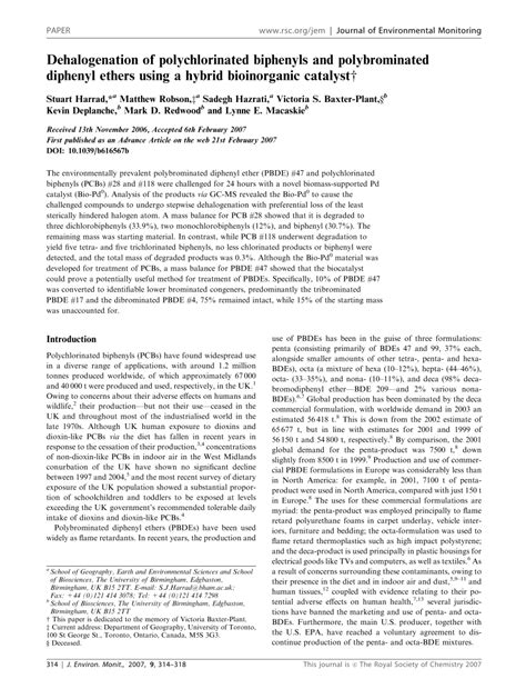 Pdf Dehalogention Of Polychlorinated Biphenyls And Polybrominated Diphenyl Ethers Using A