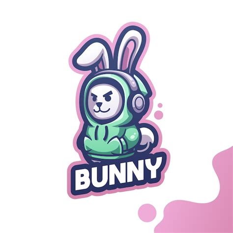 당신의 Brand39s 로고를 위한 귀여운 로고 마스코트 토끼 프리미엄 벡터