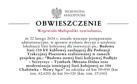 Obwieszczenie Wojewody Małopolski dot linii 110 kV kablowej