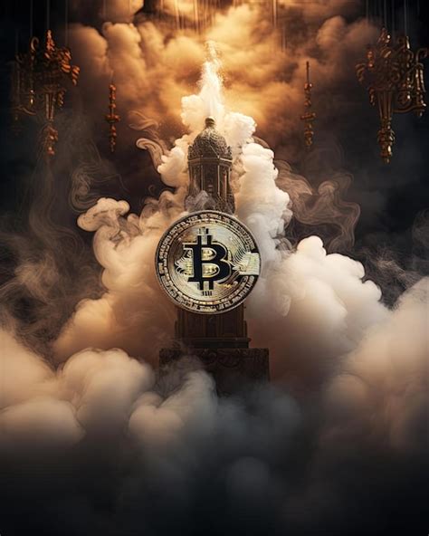 Premium AI Image Bitcoin Rising In Smoke On A Dark Backdrop In The