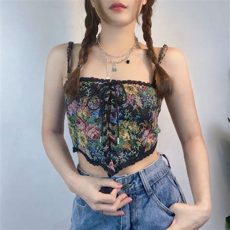Cflvaek Floral Print Corset Tops For Women Ladies Overbust Bustier