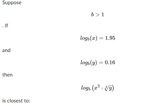 solved b 1 logb x 1 95 logb y 0 16 logb x2⋅2y