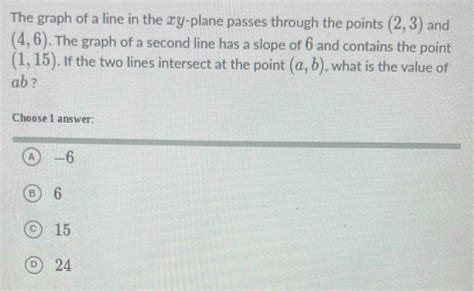 Solved The Graph Of A Line In The Xy Plane Passes Through The Points