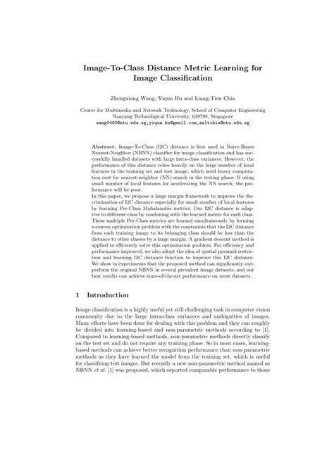 Pdf Image To Class Distance Metric Learning For Image Classification Dokumen Tips