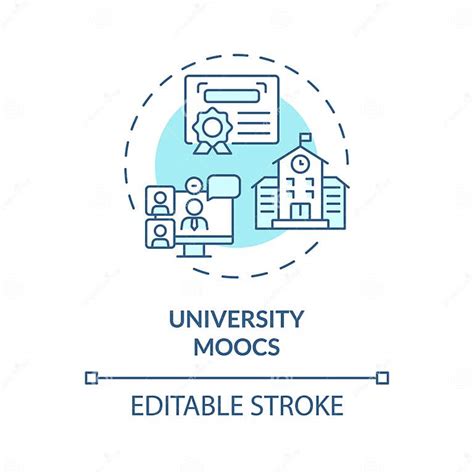 2d Blue Thin Linear Icon University Moocs Concept Stock Vector