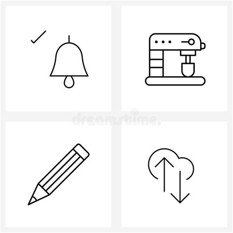 Moderne Vectorlijnillustratie Van 4 Eenvoudige Lijnpictogrammen Van