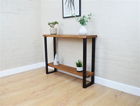 Console Table With Shelf 30cm Depth Rust And Oak