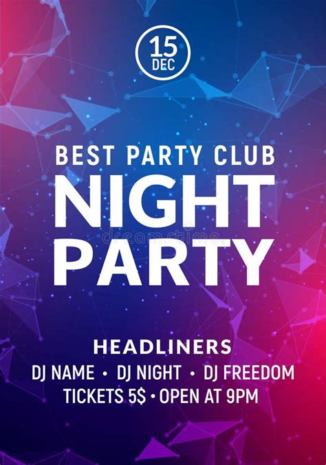 Night Dance Party Music Night Poster Template Electro Style Concert