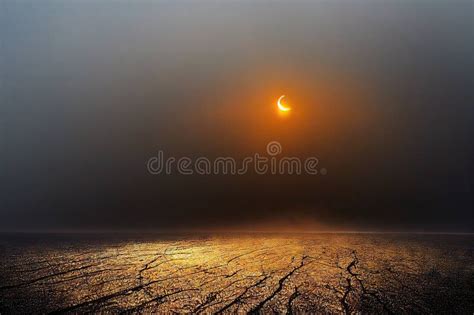 Picturesque Picture With Mysterious Beautiful Sky With Total Eclipse Stock Illustration