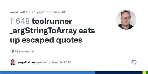 toolrunner argstringtoarray eats up escaped quotes · issue 648