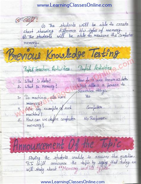 Computer Lesson Plan Class