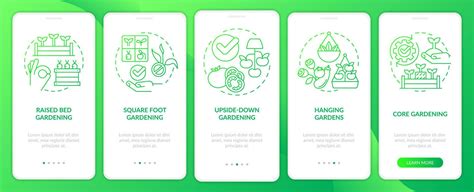 Effective Gardening Green Gradient Onboarding Mobile App Screen Plant Care Walkthrough 5 Steps