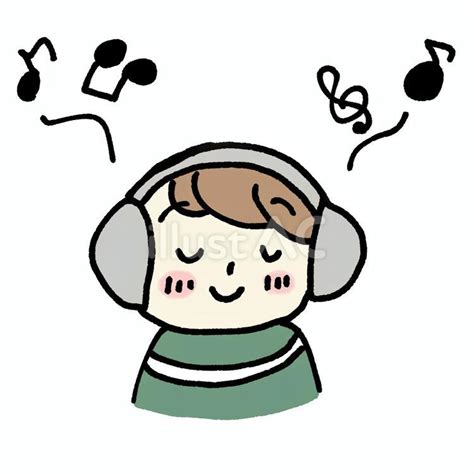 ヘッドホンで音楽を聴く男性 1イラスト No 23494450｜無料イラスト・フリー素材なら「イラストac」